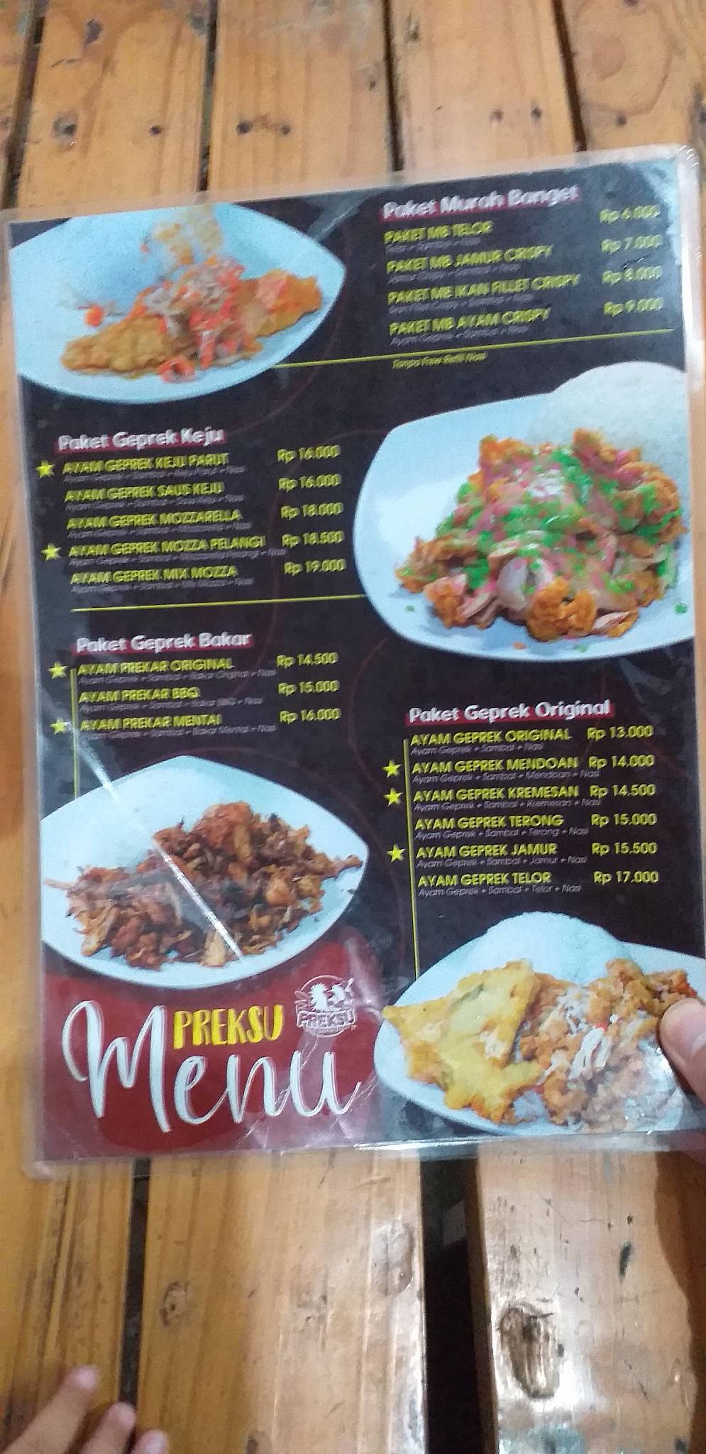 Carta del restaurante Ayam Geprek & Susu (Preksu) Godean, Banguntapan