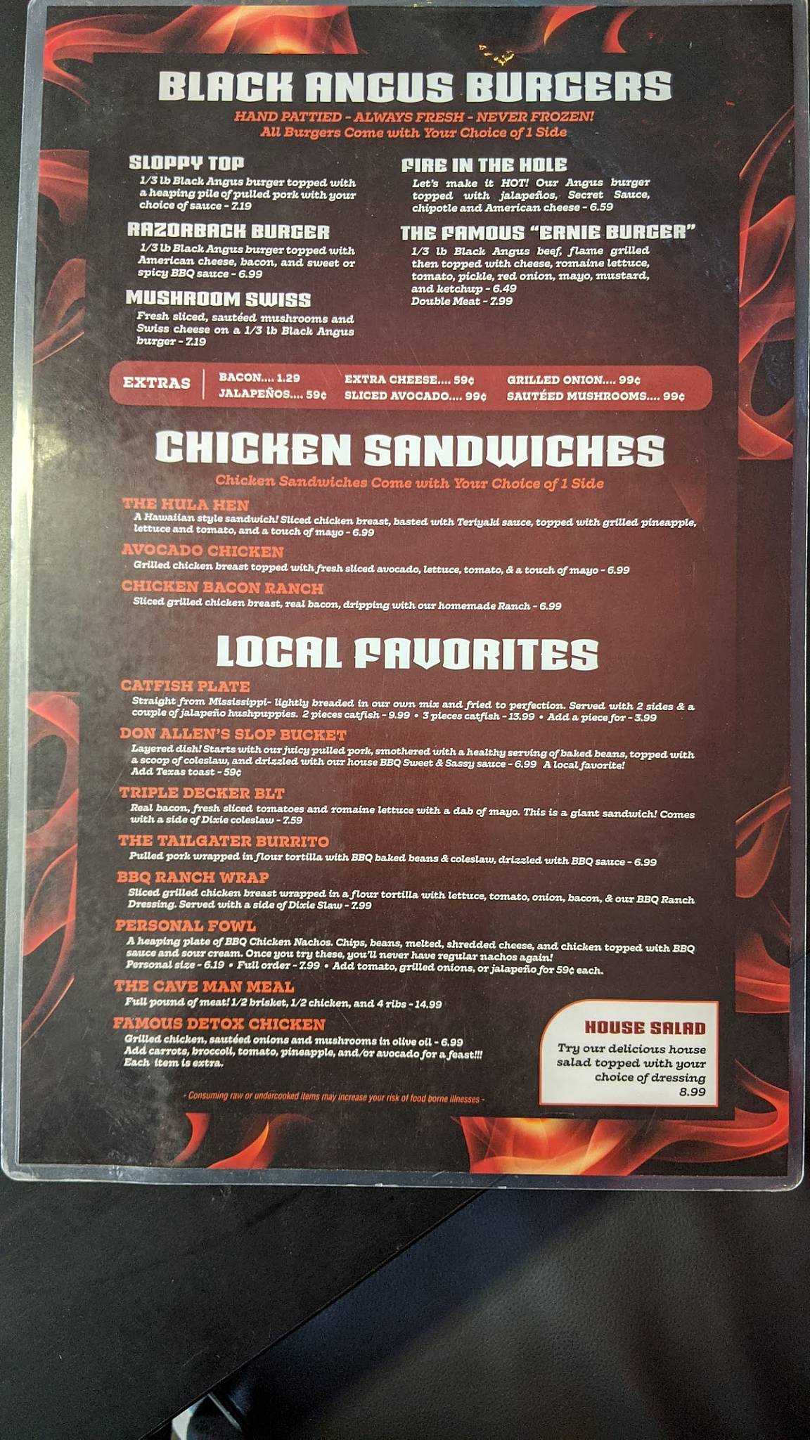 Menu at Carolyn’s RazorBack Ribs BBQ, Yellville