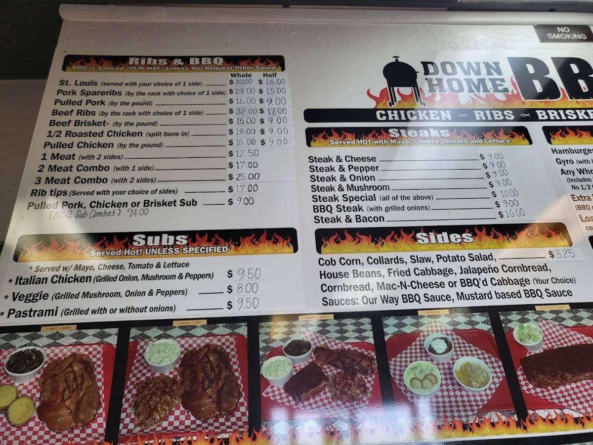 Menu at Down Home BBQ, Sierra Vista