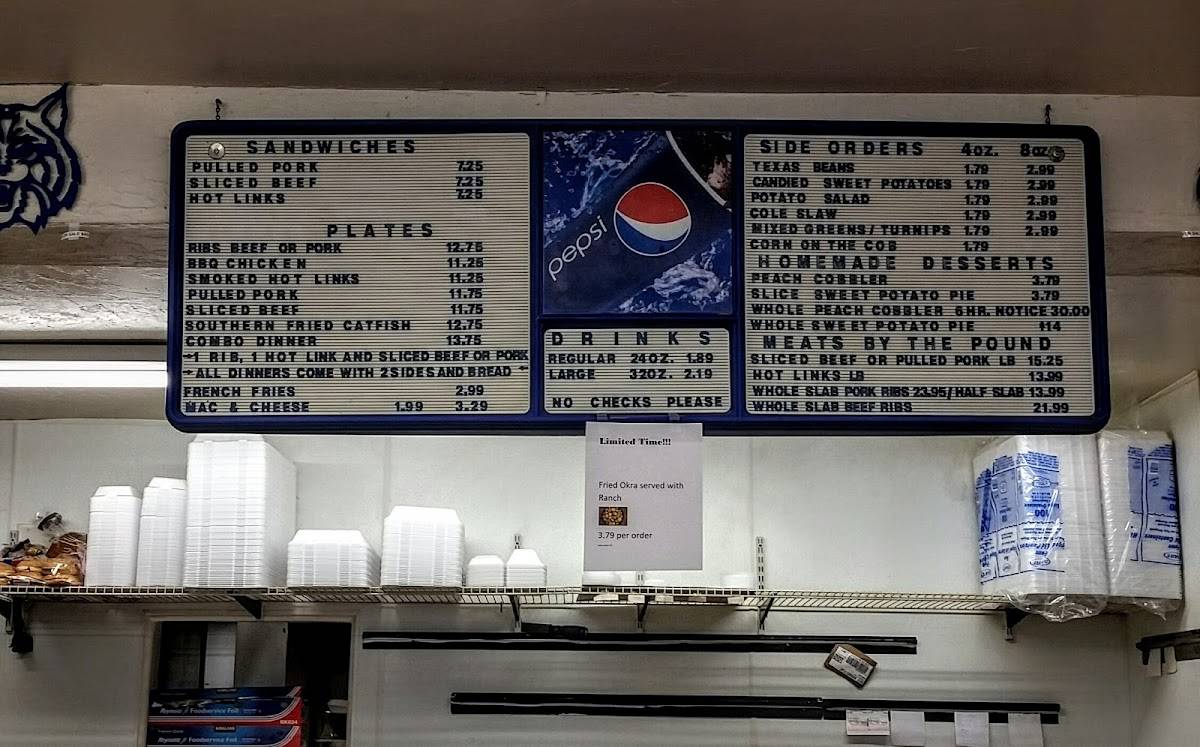 Menu at Mr. K's Original BBQ, Tucson