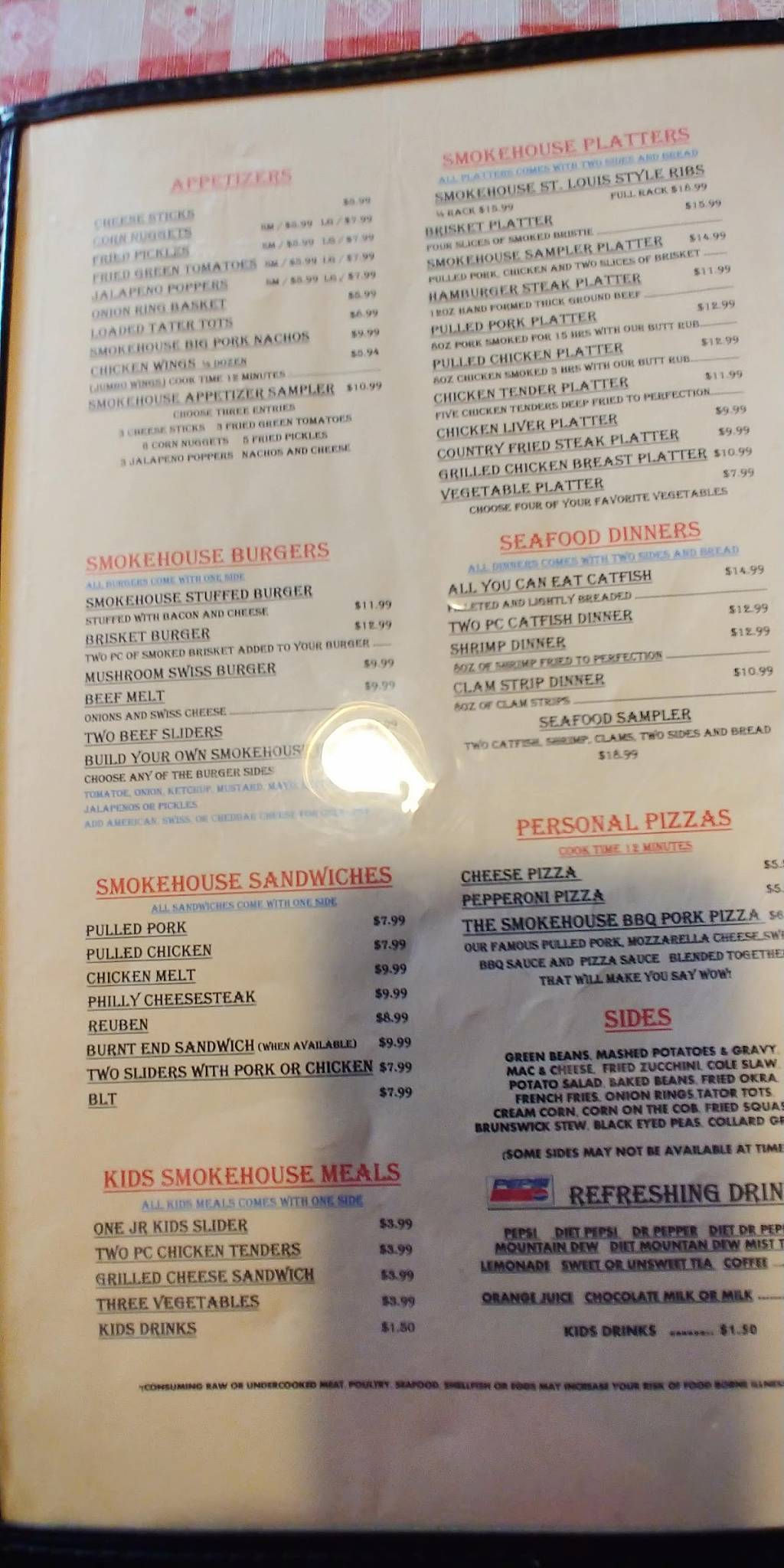 Menu at The Smokehouse Country Grill BBQ, East Ellijay