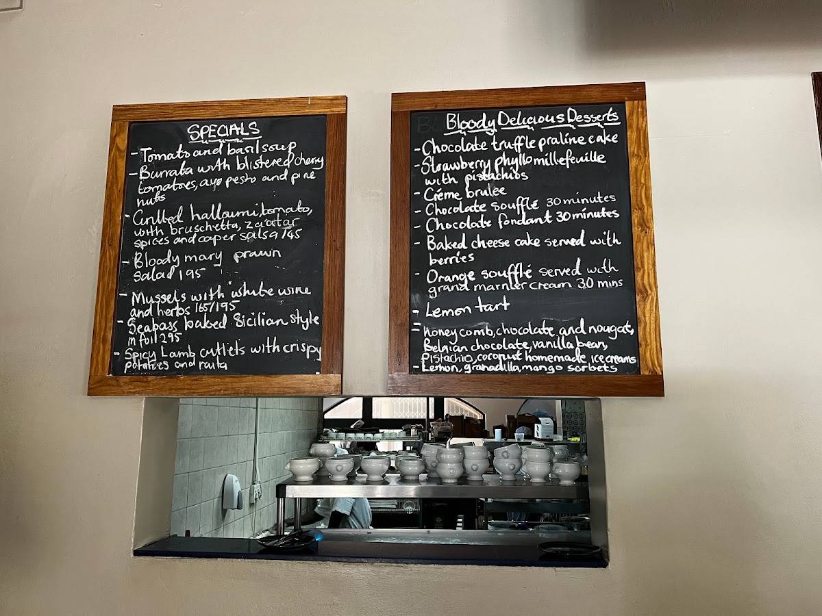 Menu at BELLAGIO restaurant, Johannesburg, Unit 1