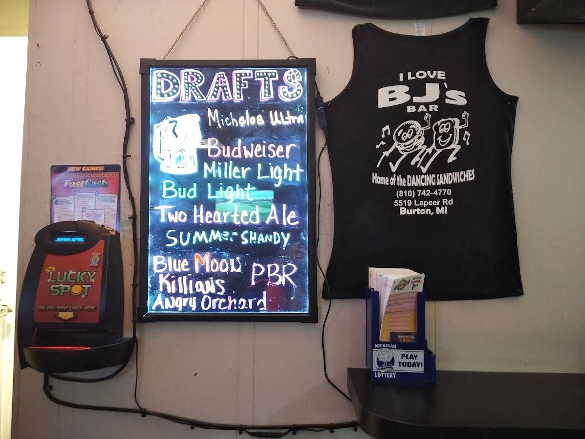 Menu at BJ'S Bar, Burton