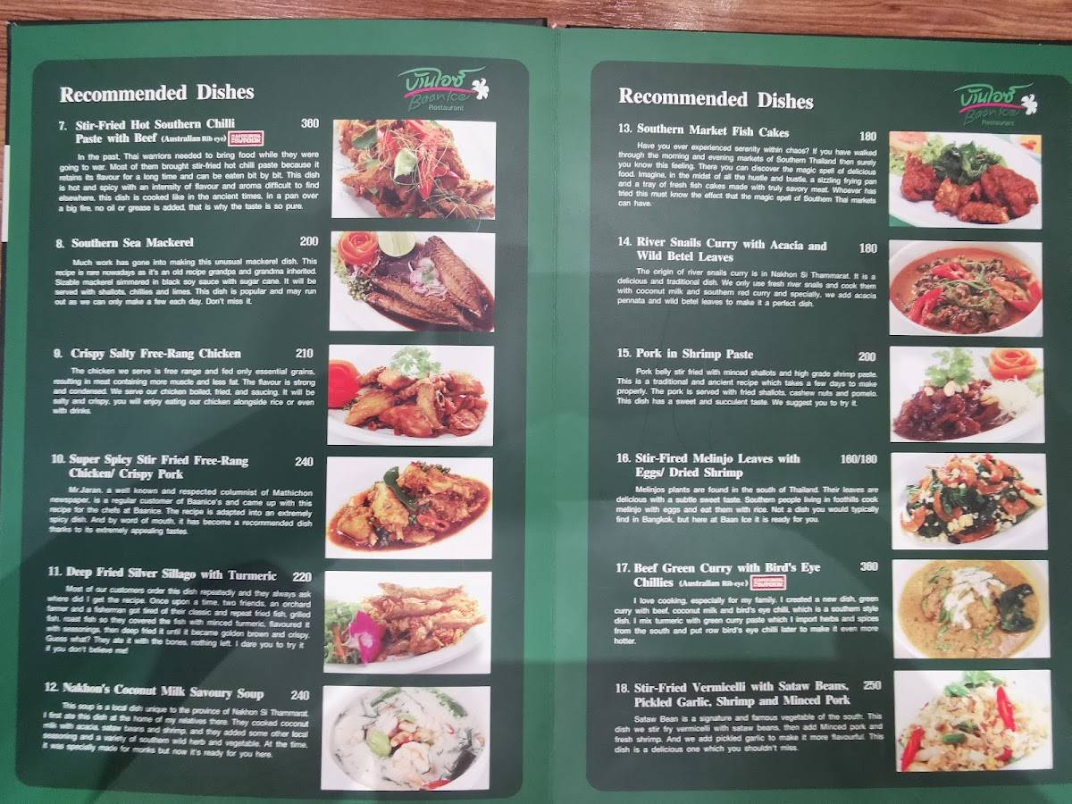 Menu at Baan Ice restaurant, Bangkok, 991 ศูนย์การค้าสยามพารากอน ชั้น 4