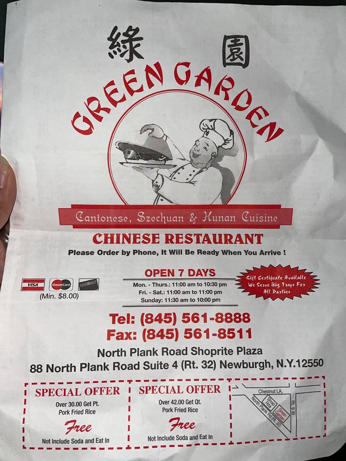 Menu at Green Garden restaurant, Newburgh, 88 N Plank Rd