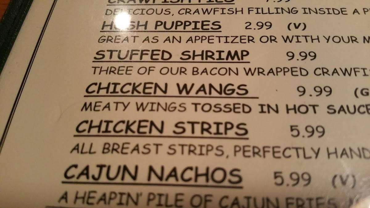 Menu at Bayou Bob's pub & bar, Denver