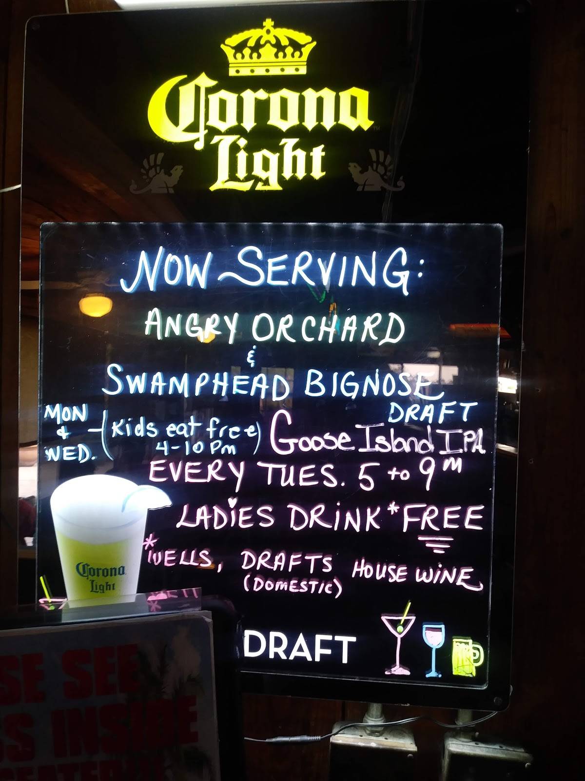 Menu at Bayport Inn pub & bar, Bayport, Cortez Blvd