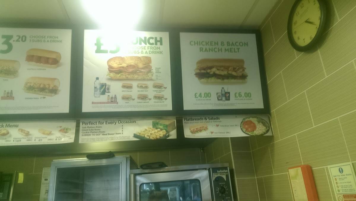Menu at Subway restaurant, Bedford, 57 High St