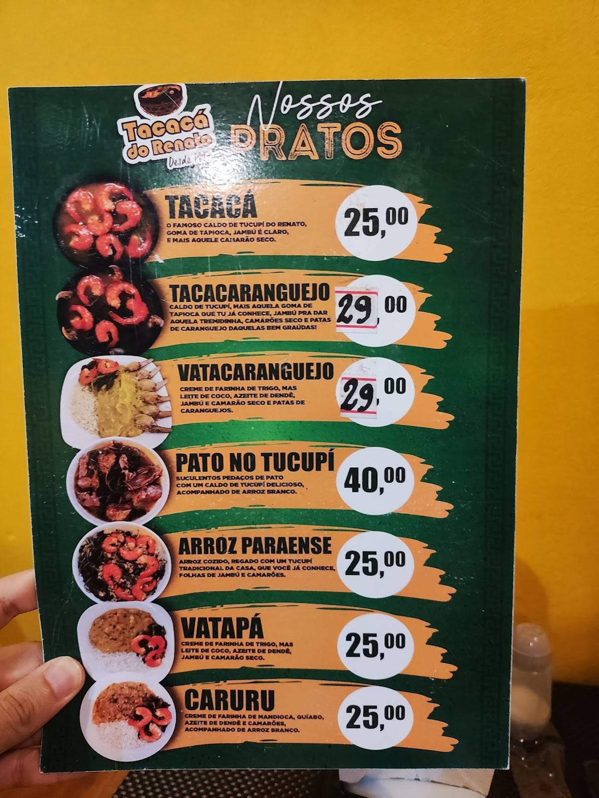 Menu em Tacacá do Renato restaurante, Belém, S/N