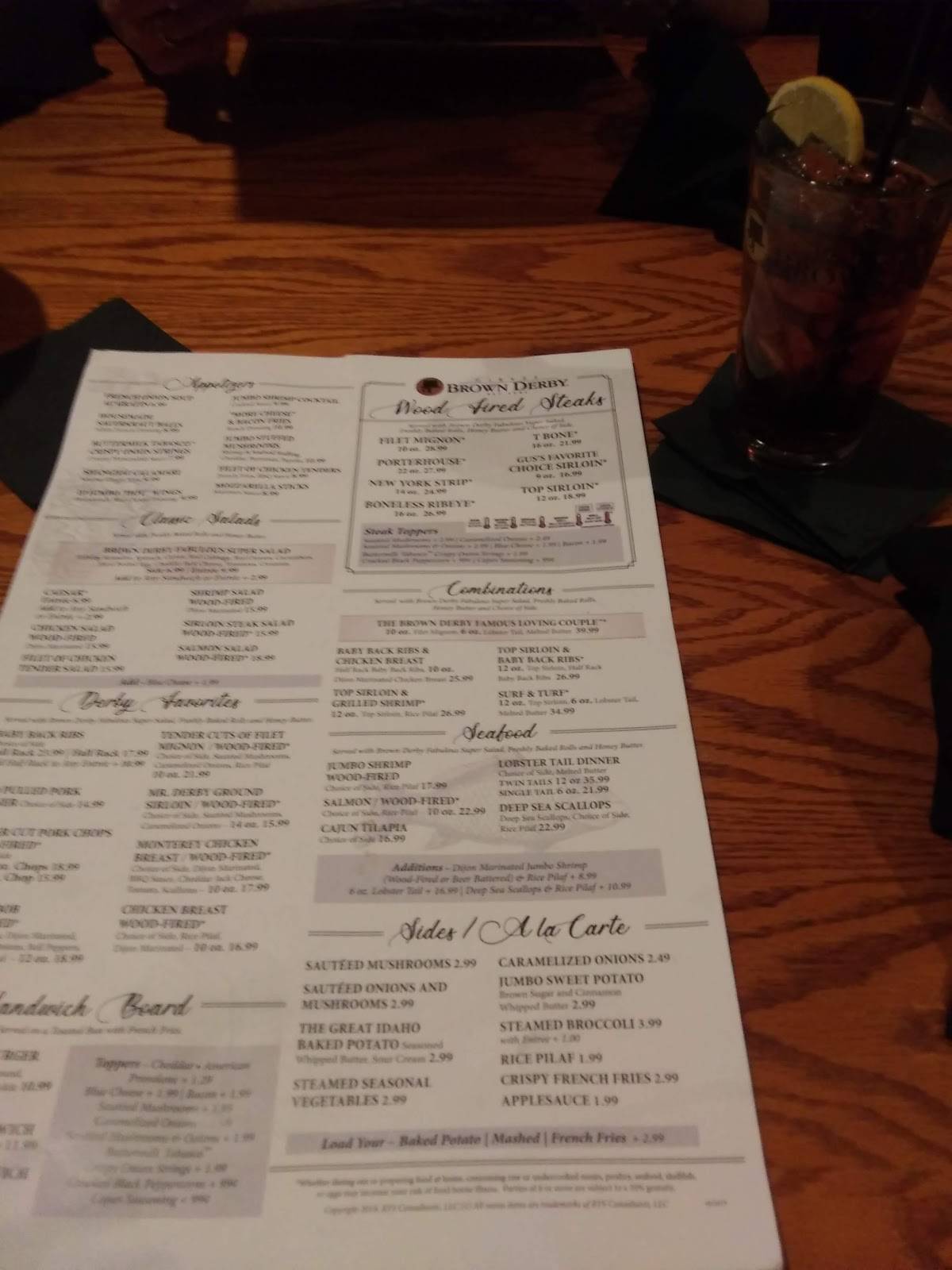 Menu at Brown Derby pub & bar, Middleburg Heights, Bagley Rd