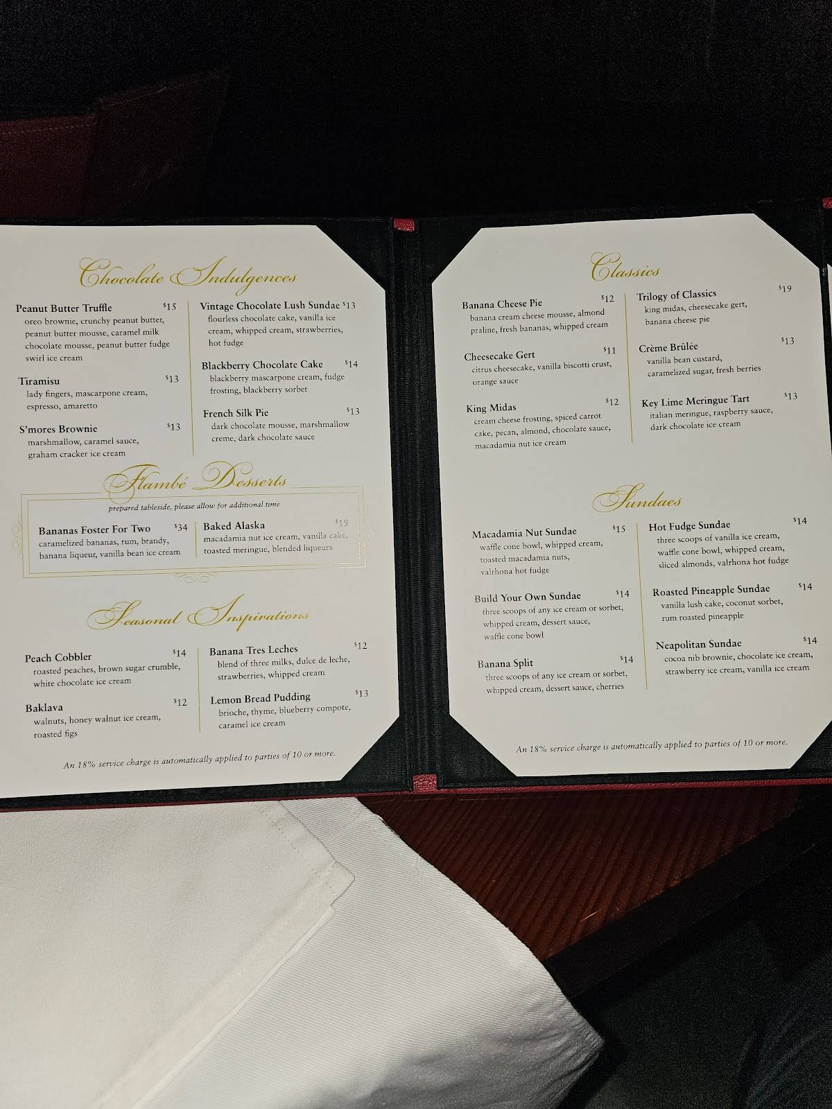 Menu at Bern's Steak House steakhouse, Tampa, 1208 S Howard Ave