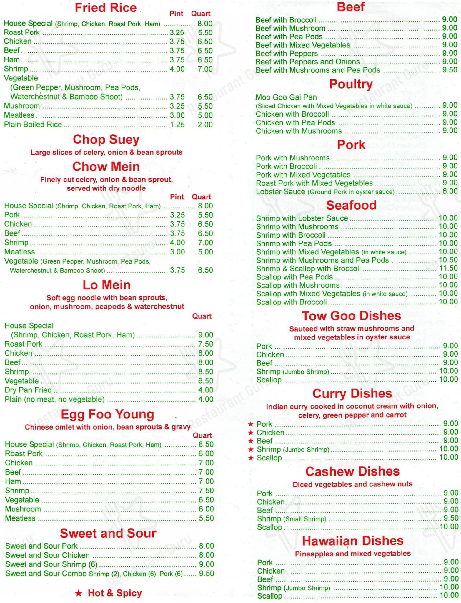 Menu at Happy Dragon restaurant, Biddeford