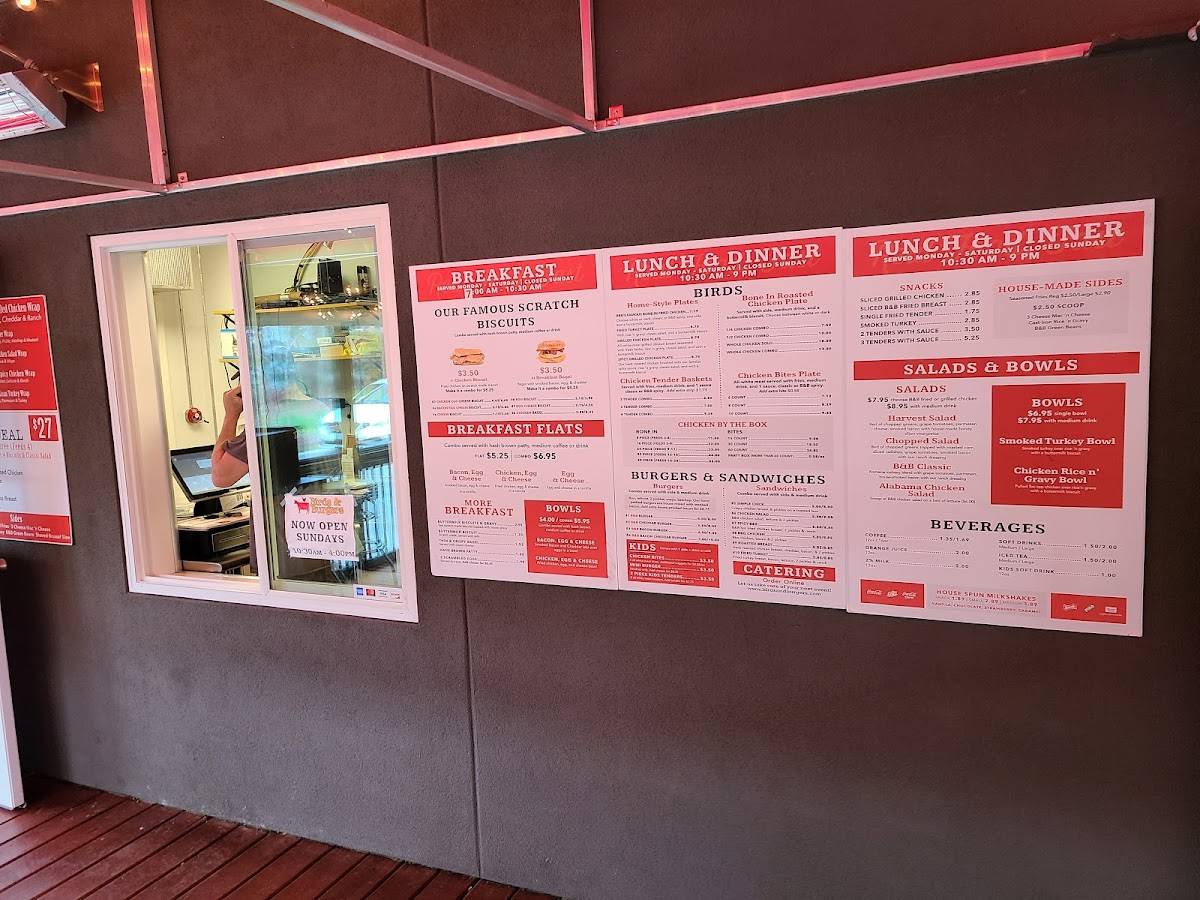 Menu at Birds and Burgers restaurant, Alabaster