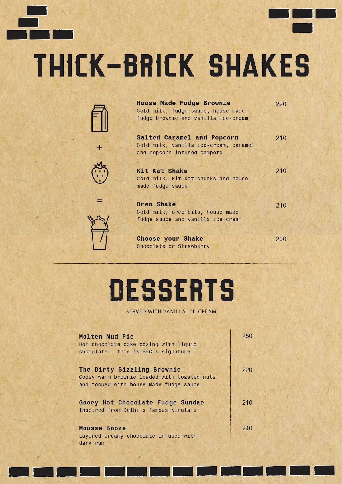 Menu at Black Brick Cafe, Kolkata