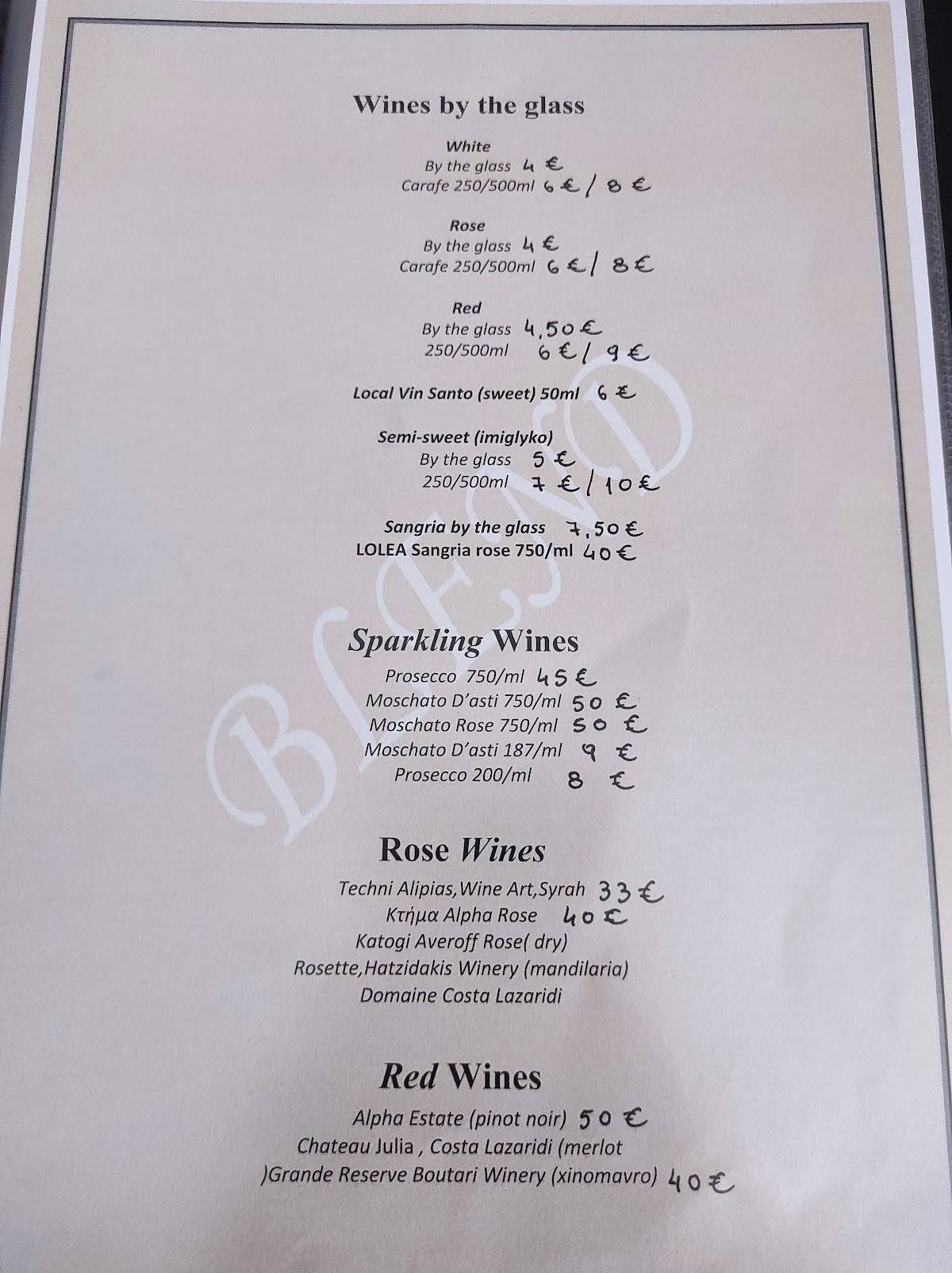 Menu at Blend All Day Bar, Kamari