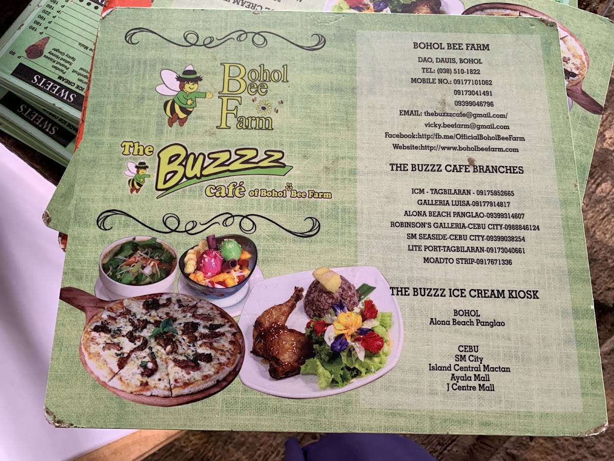 Menu at Bohol Bee Farm restaurant, Dauis