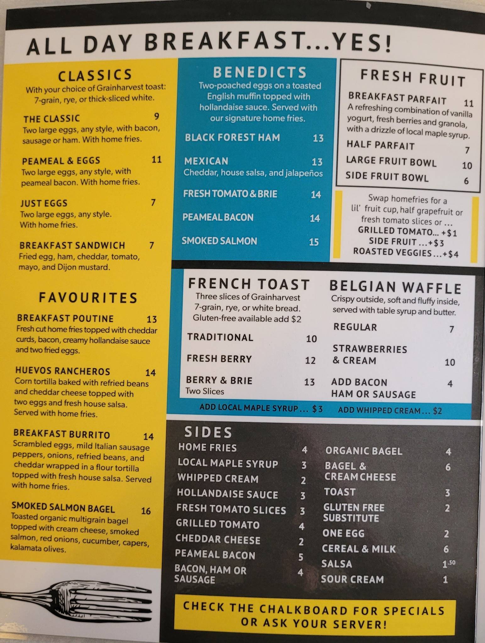 Menu at Box Social restaurant, Elora