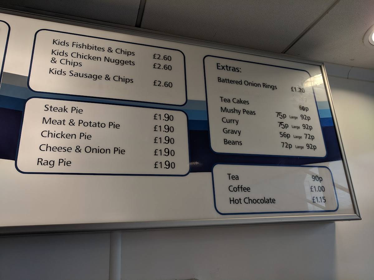 Menu at The Trawlerman fast food, Bradley