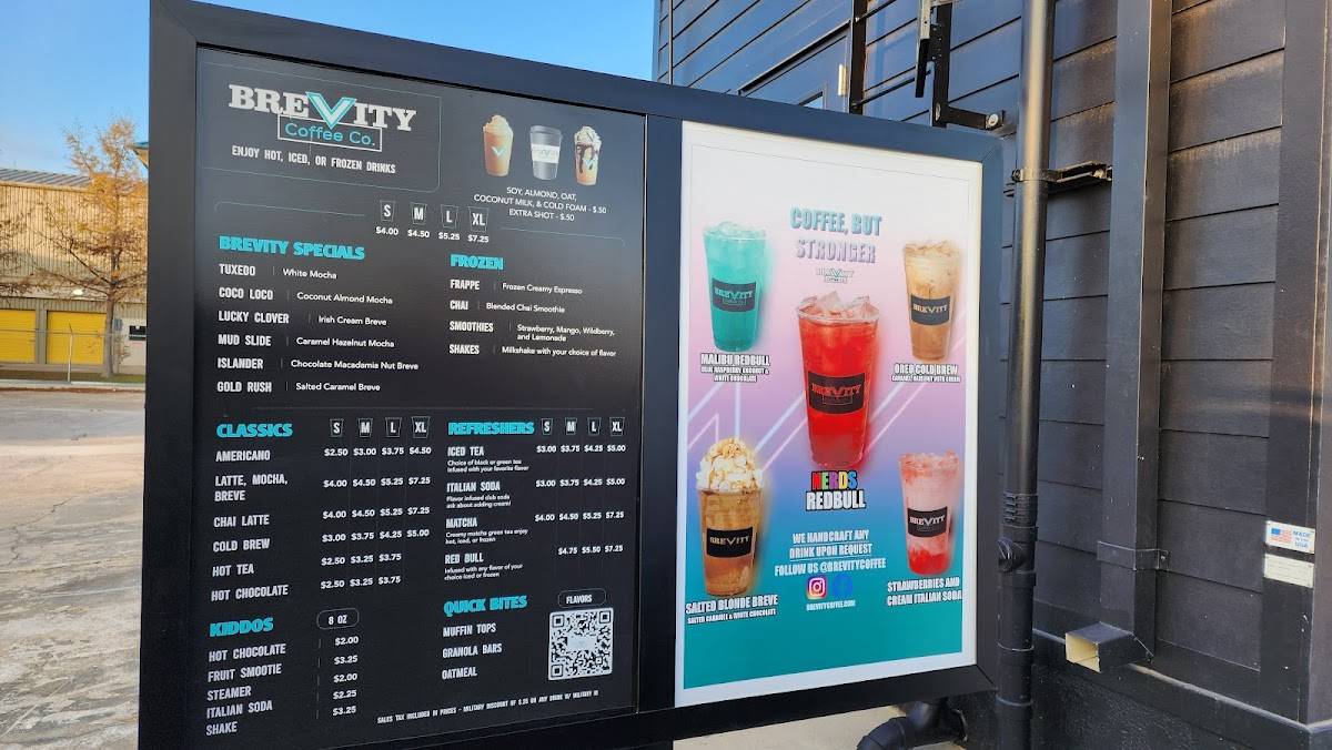 Menu at Brevity Coffee Co. pub & bar, San Antonio, Huebner Rd