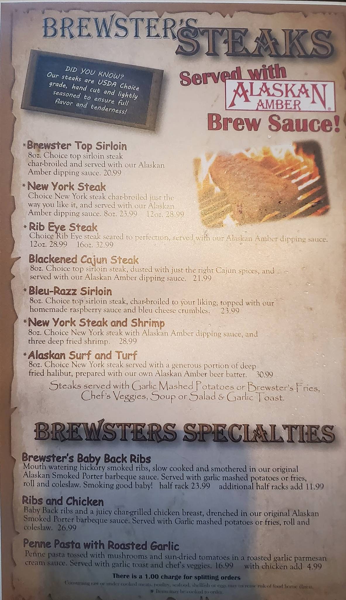 Menu at Brewsters Restaurant, Fairbanks, Airport Way