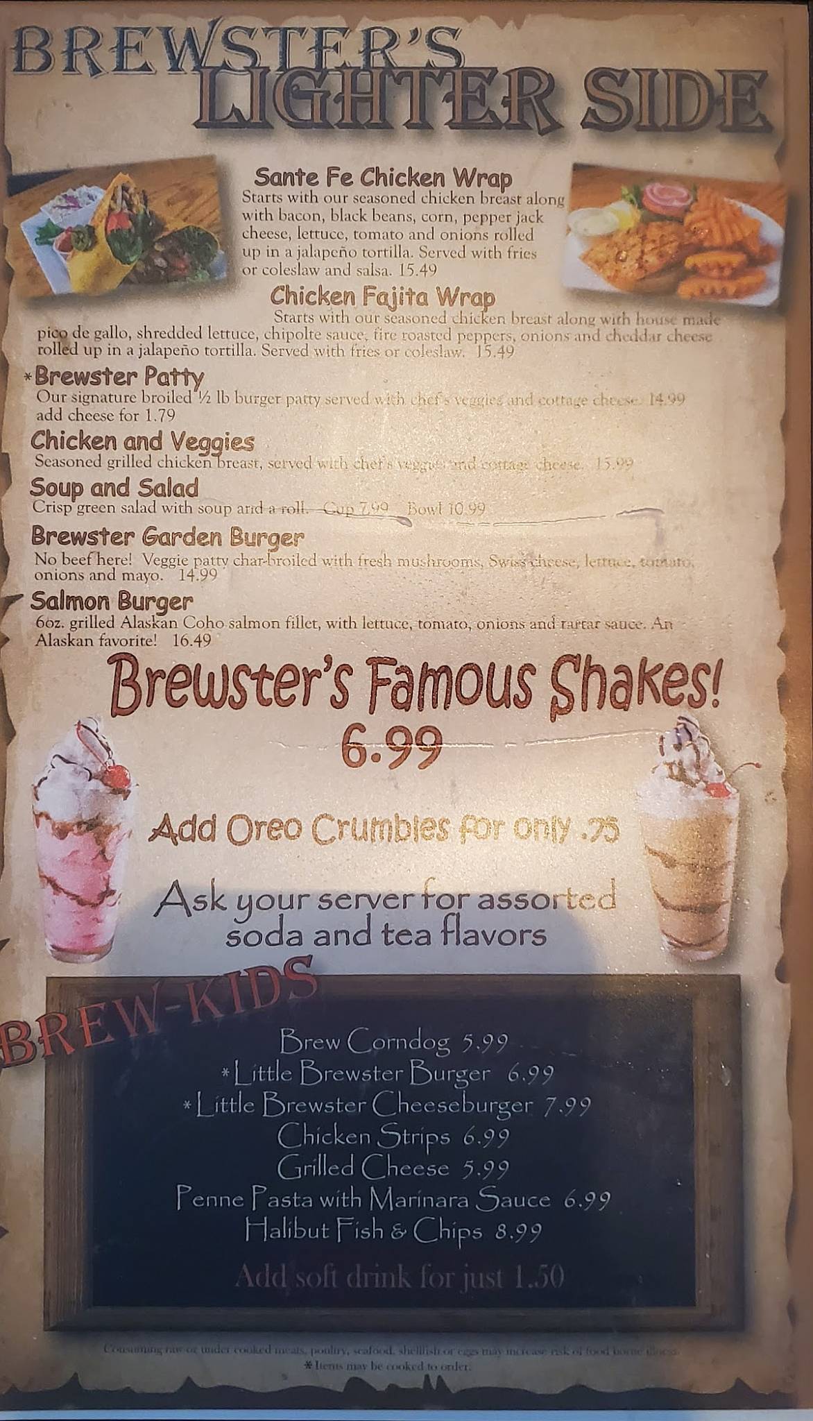 Menu at Brewsters Restaurant, Fairbanks, Airport Way