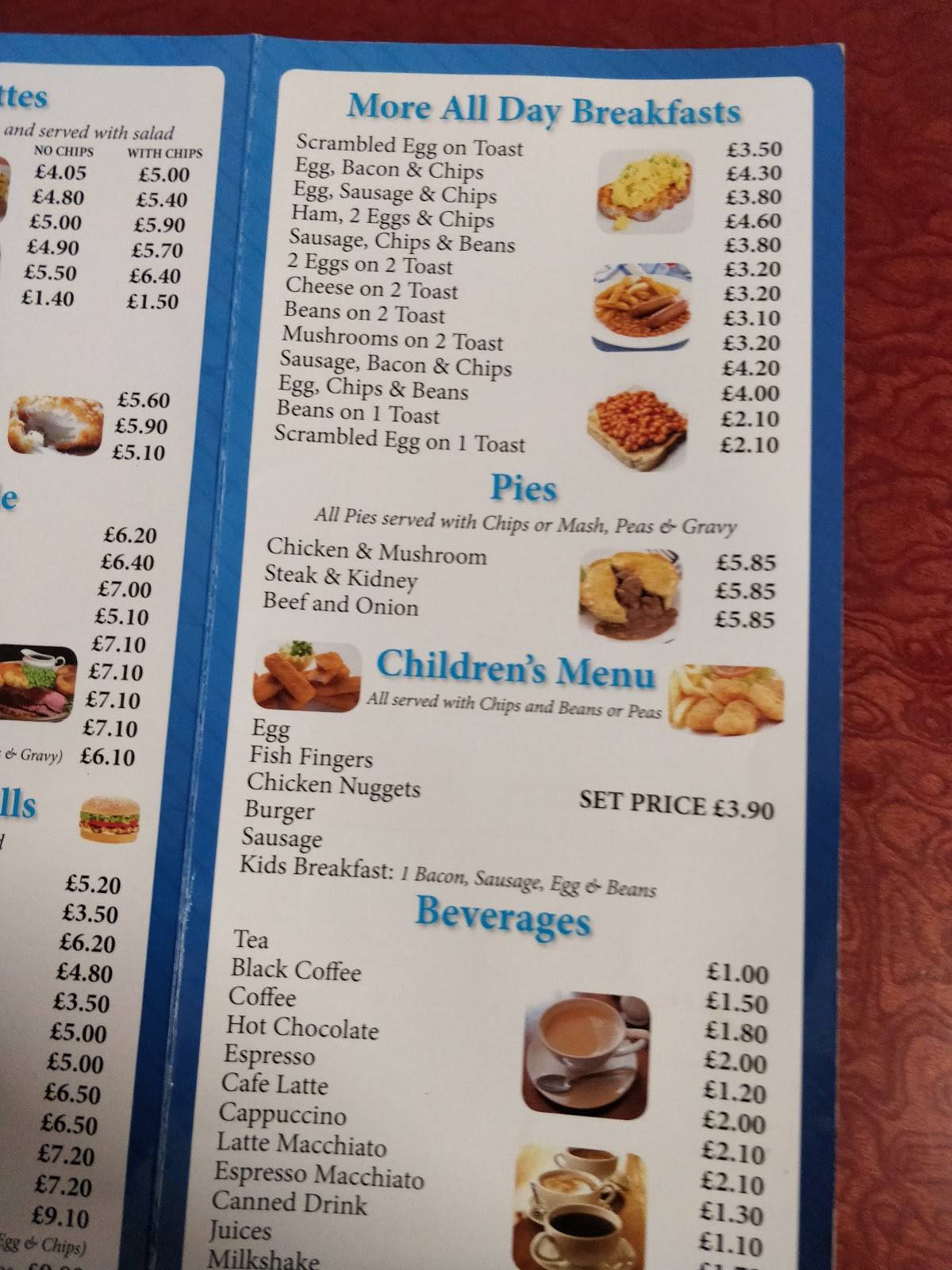 Menu at Victoria Cafe, Brightlingsea