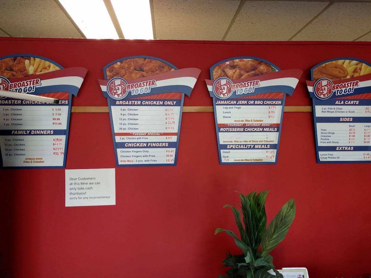 Menu at Broaster's Crispy Fried Chicken restaurant, Brantford, 170 ...