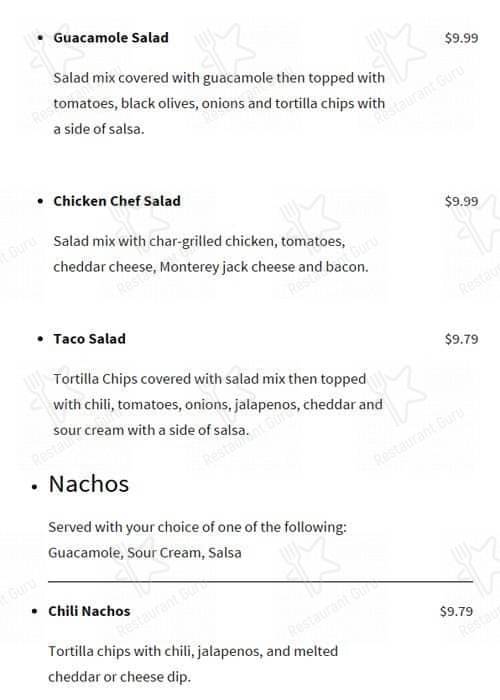 Menu at Buffalo Grill restaurant, Little Rock, Rebsamen Park Rd