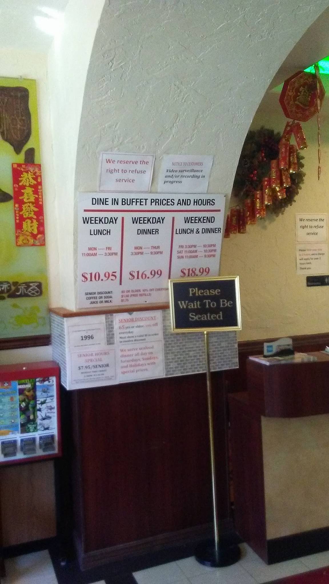 Menu at Buffet Palace restaurant, Beaverton