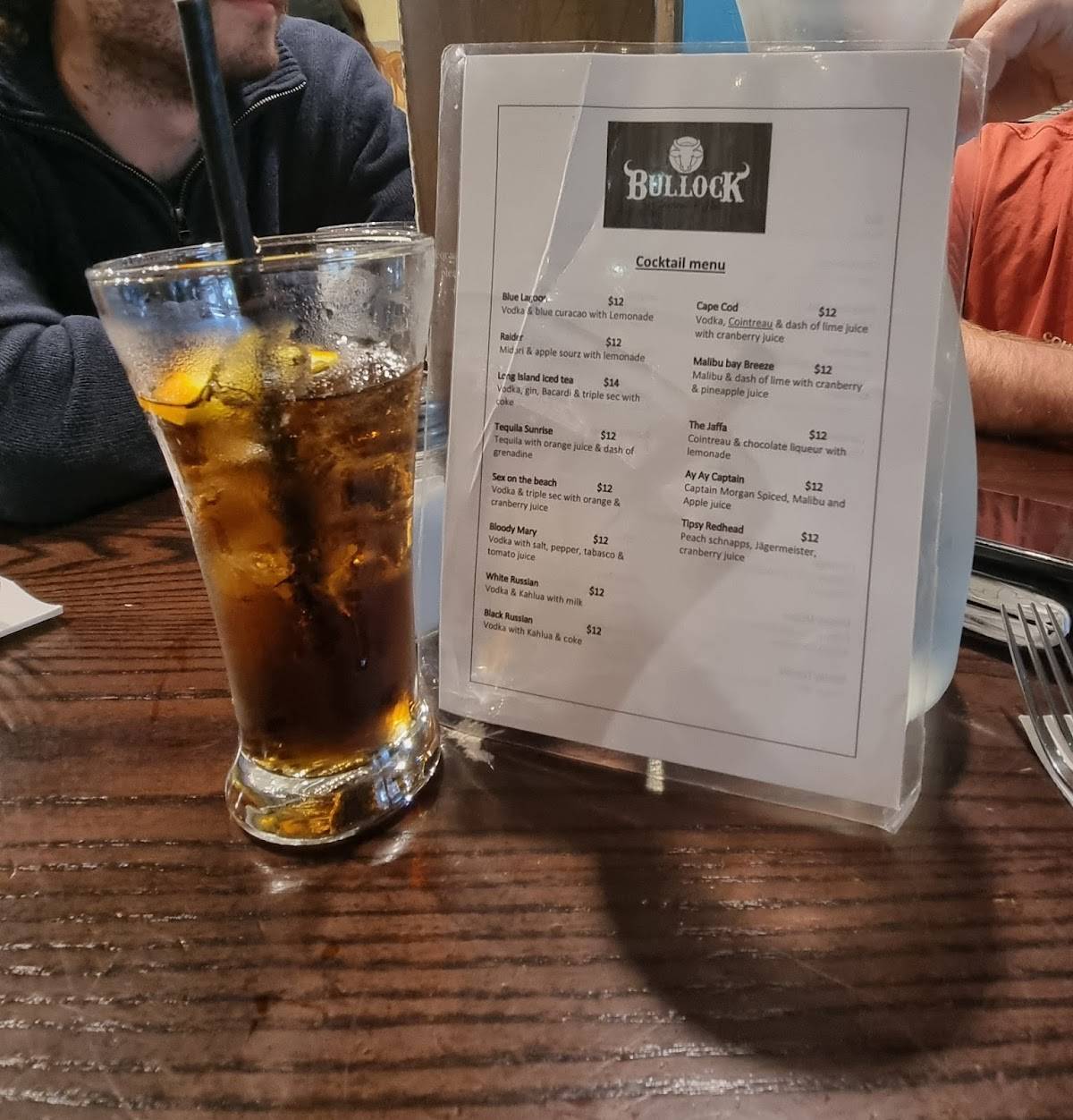 Menu at Bullock Restaurant & Bar, Timaru