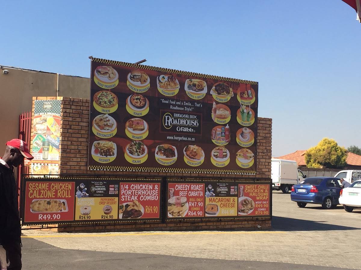 Menu at Burger Box Roadhouse restaurant, Benoni
