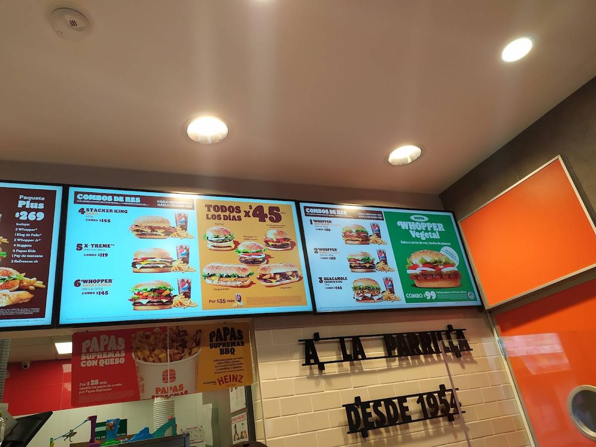 Menu at Burger King restaurant, Dolores Hidalgo