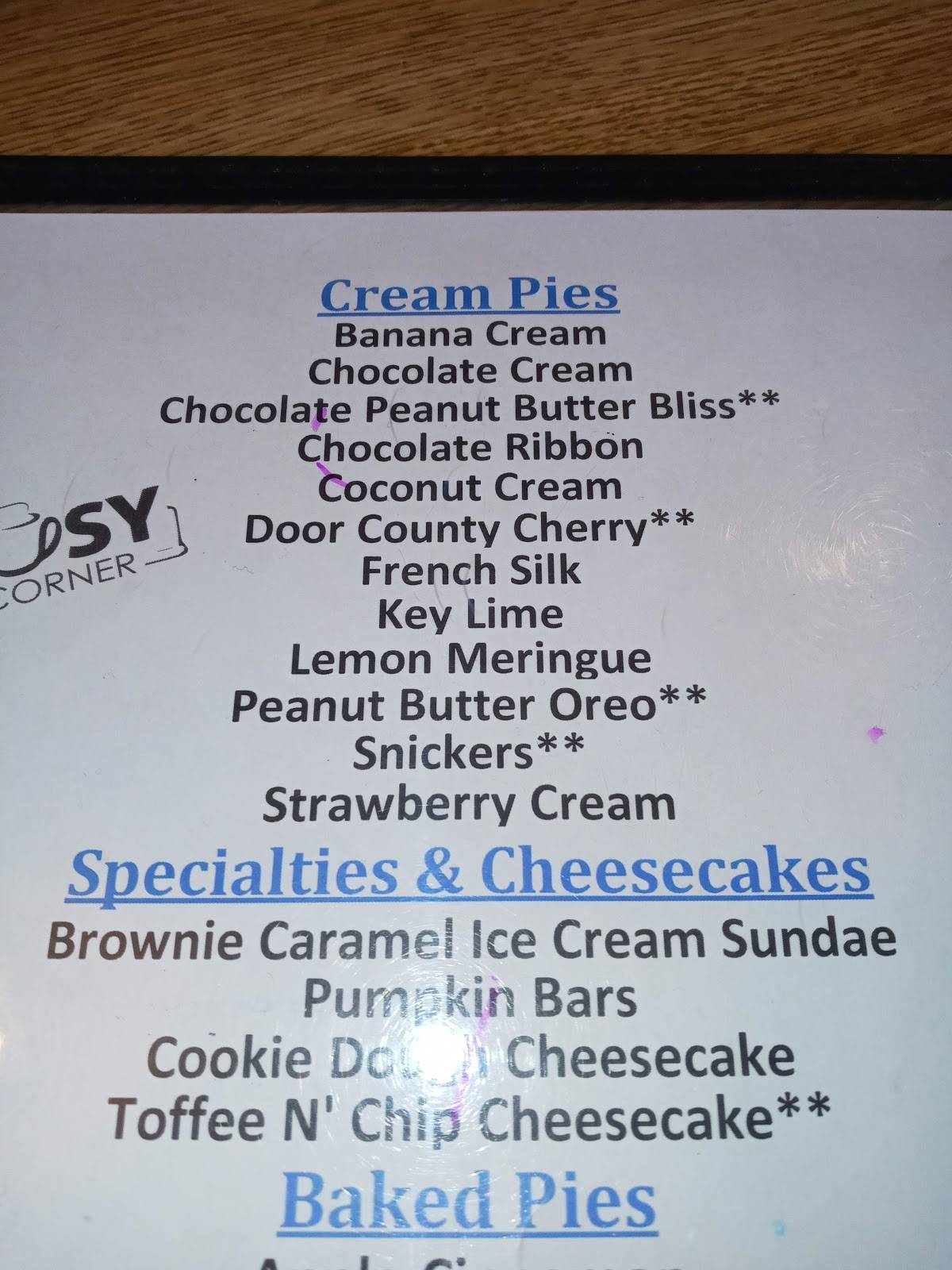 Menu at Busy Corner restaurant, Goodfield