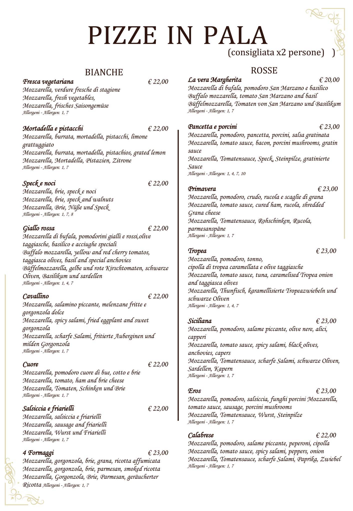Menu da La Tenuta di Cavallino ristorante, Ca' Pasquali