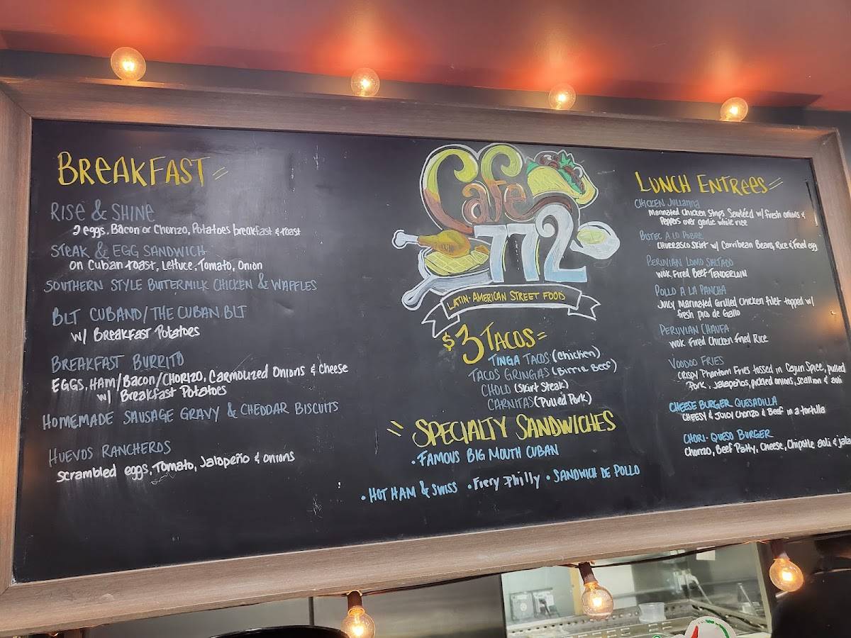 Menu at Cafe772 Cantina & Grill, Port St. Lucie