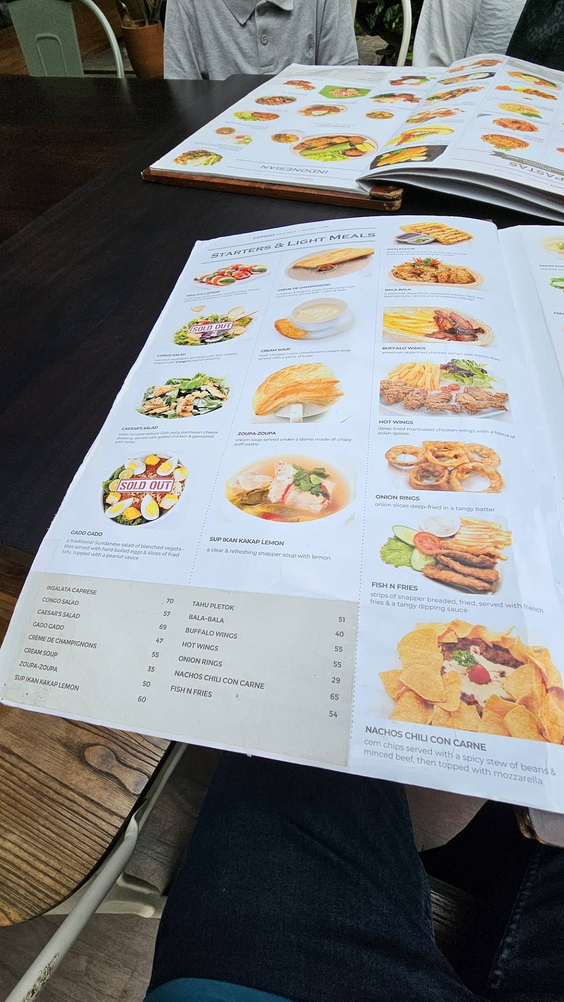 Menu at Congo Gallery & Cafe, Bandung