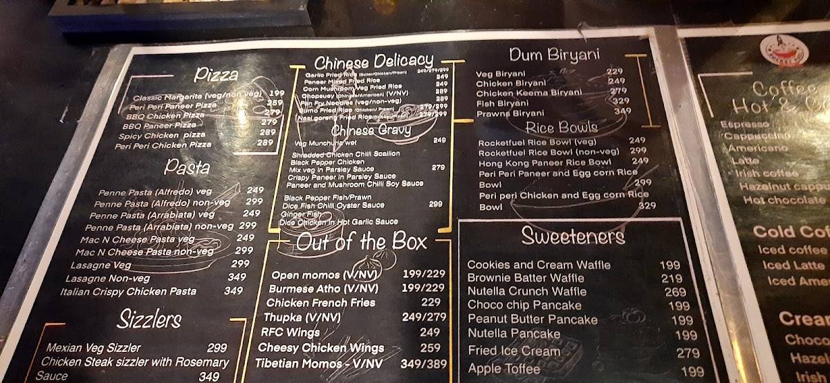 Menu at The Rocketfuel Cafe, Hyderabad