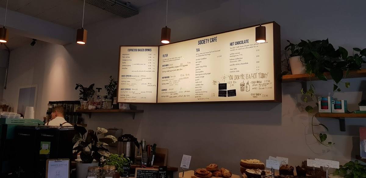 Menu at Society Café cafe, Oxford