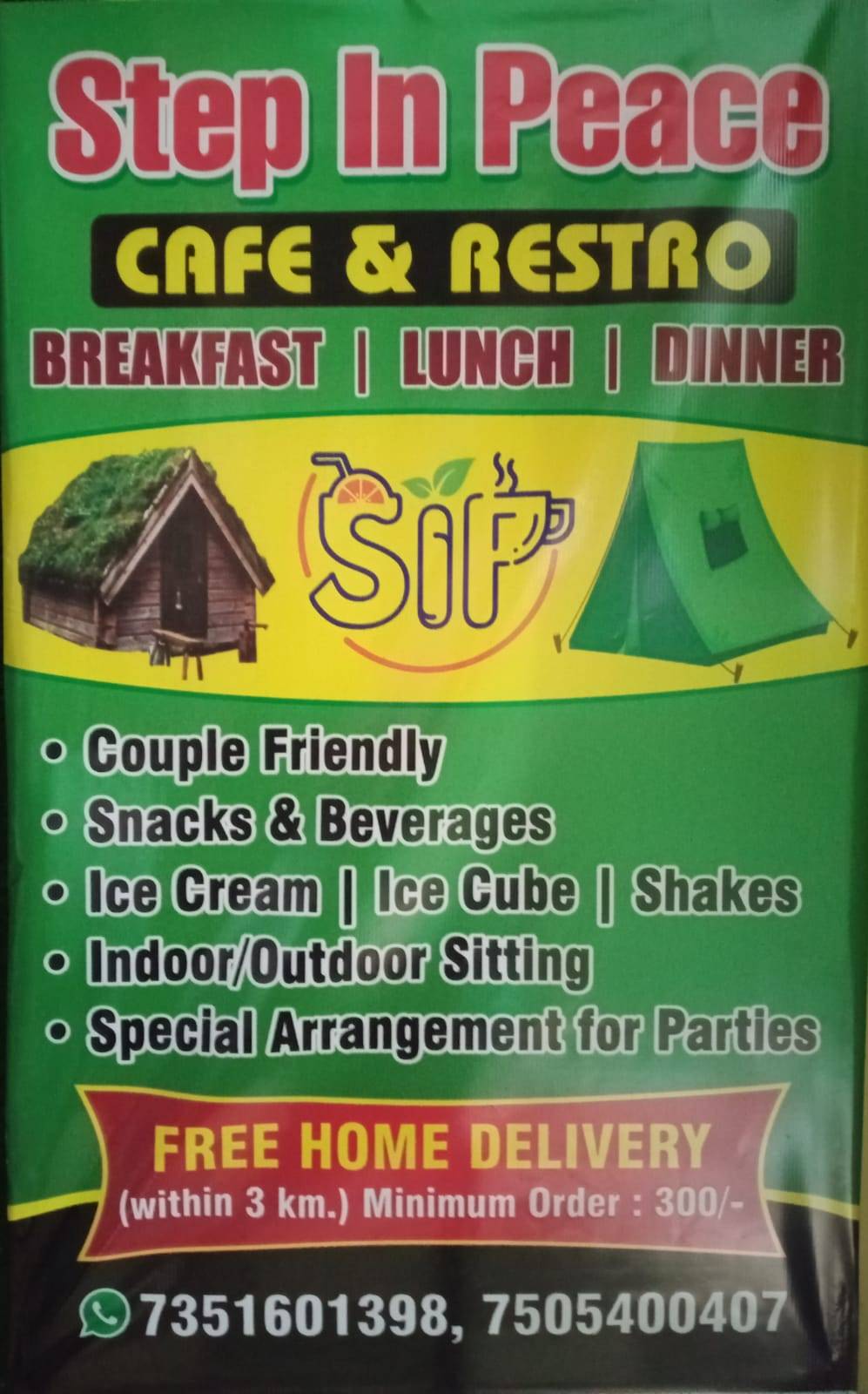 Menu at Step in Peace Cafe & Restro, Sudhowala