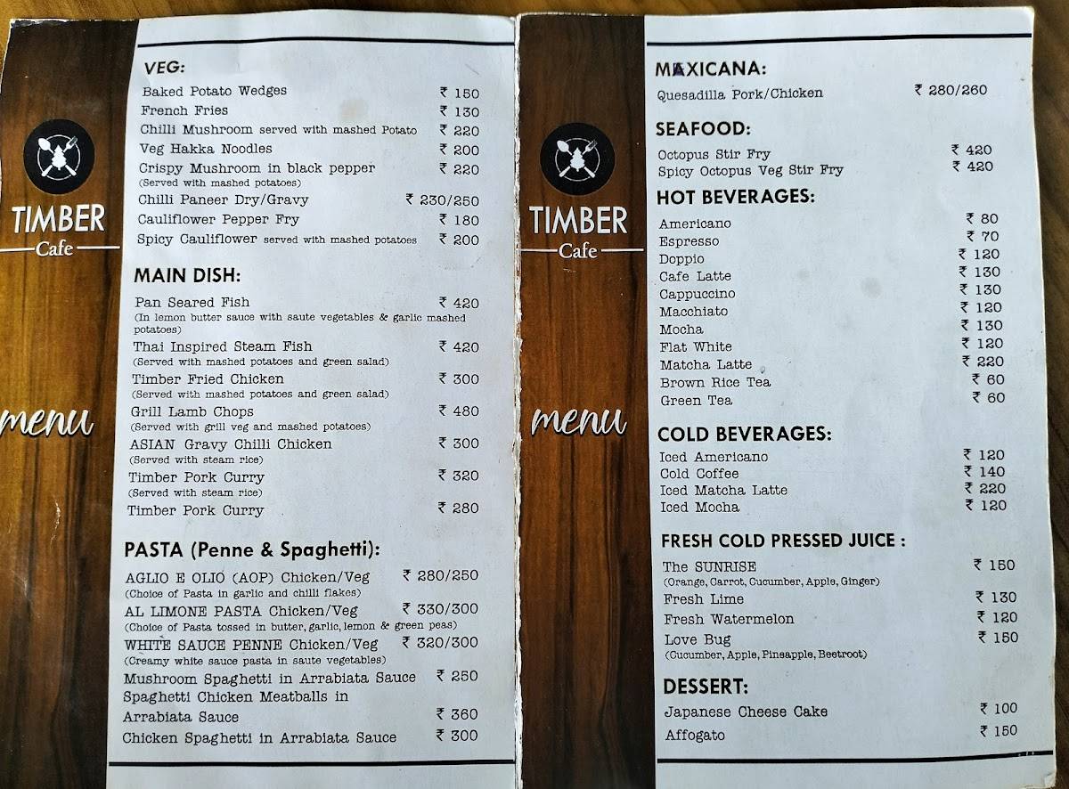 Menu at TIMBER CAFE IMPHAL, Imphal