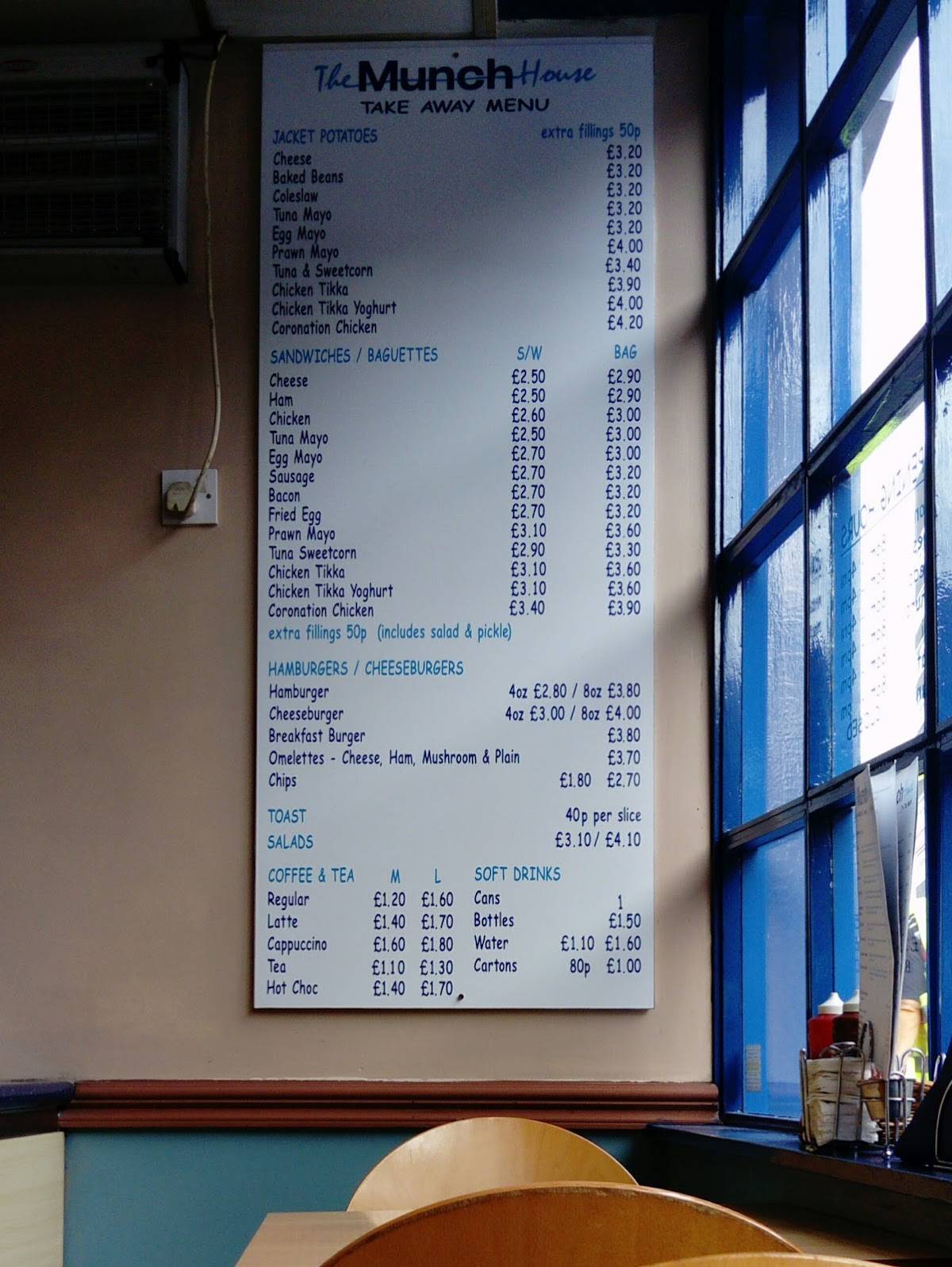 Menu at The Munch House cafe, Maidstone