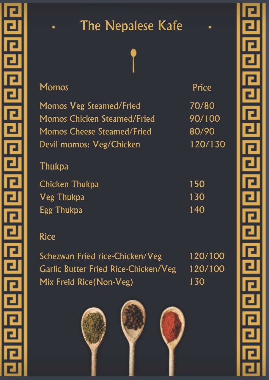 Menu at The Nepalese Kafe, Bengaluru