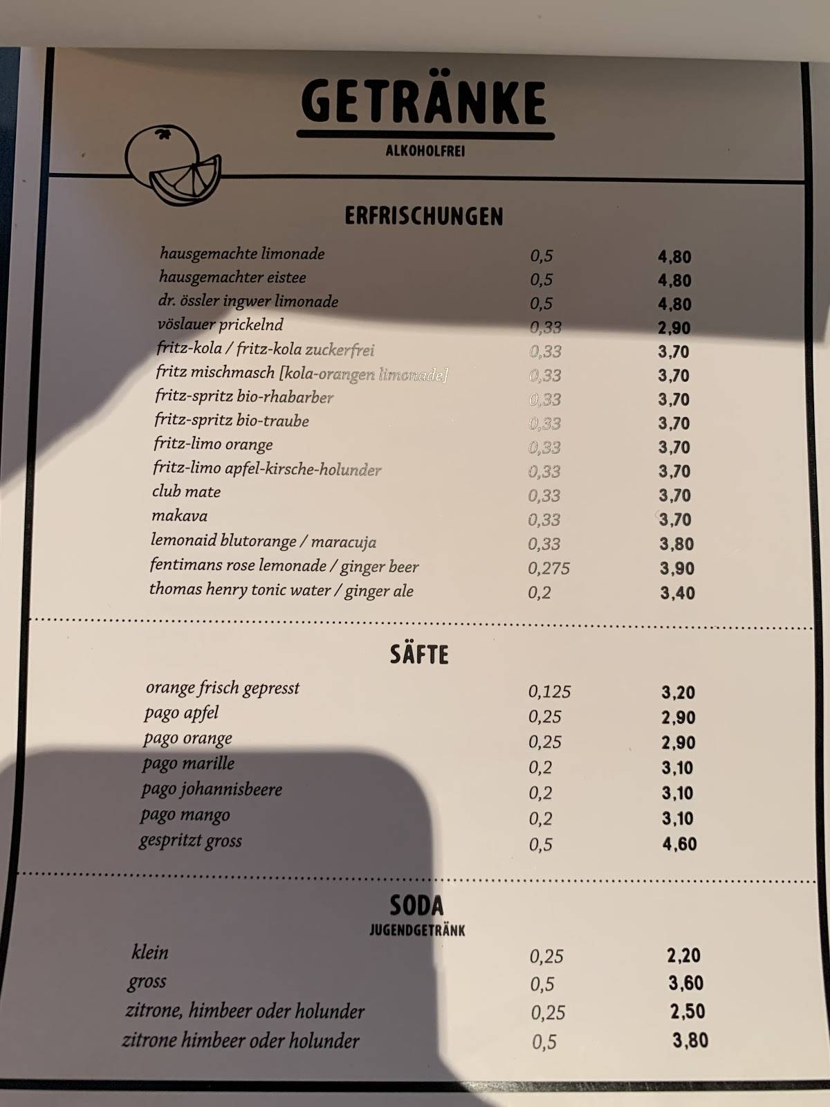 Speisekarte von Burggasse 24 Cafe, Wien