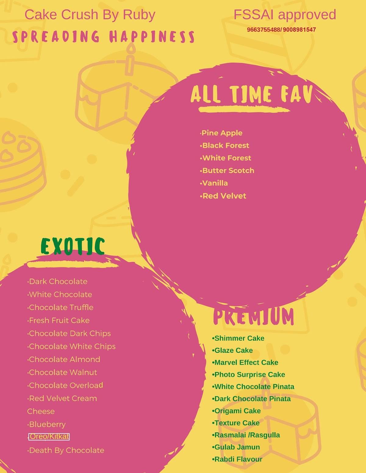 Menu at Cake Crush by Ruby, Bengaluru