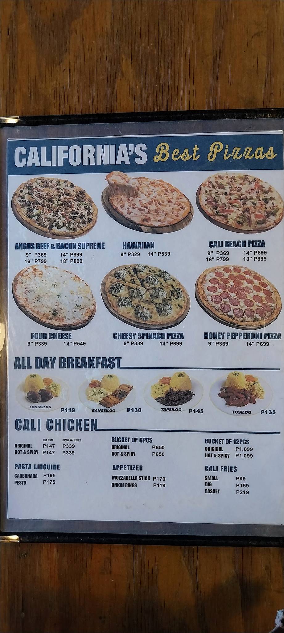 Menu at California Beach Pizza restaurant, Calamba, 965 Manila S Rd
