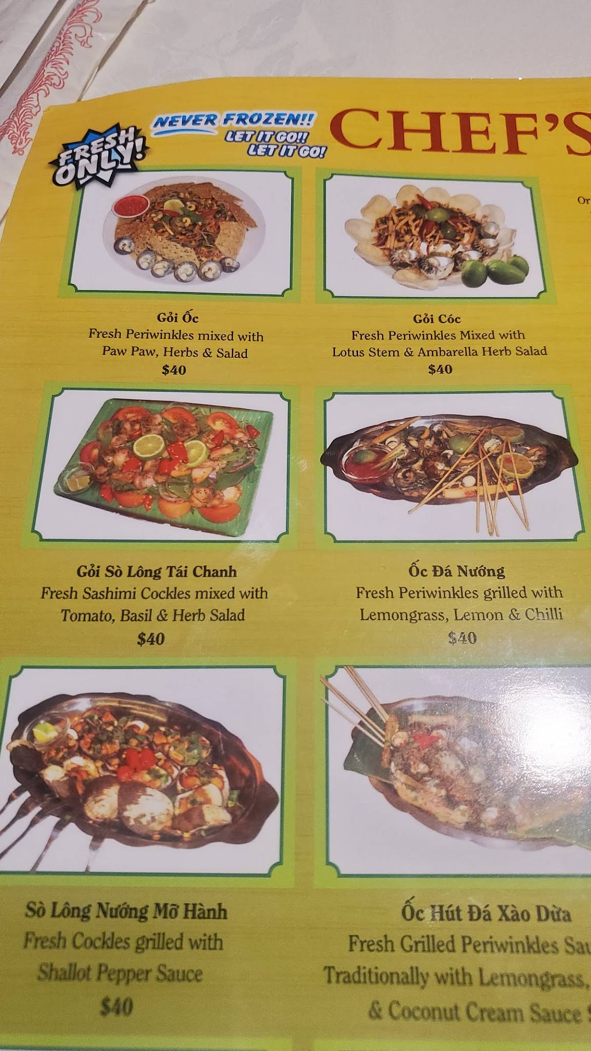 Menu at Hai Au Lang Nuong restaurant, Canley Vale