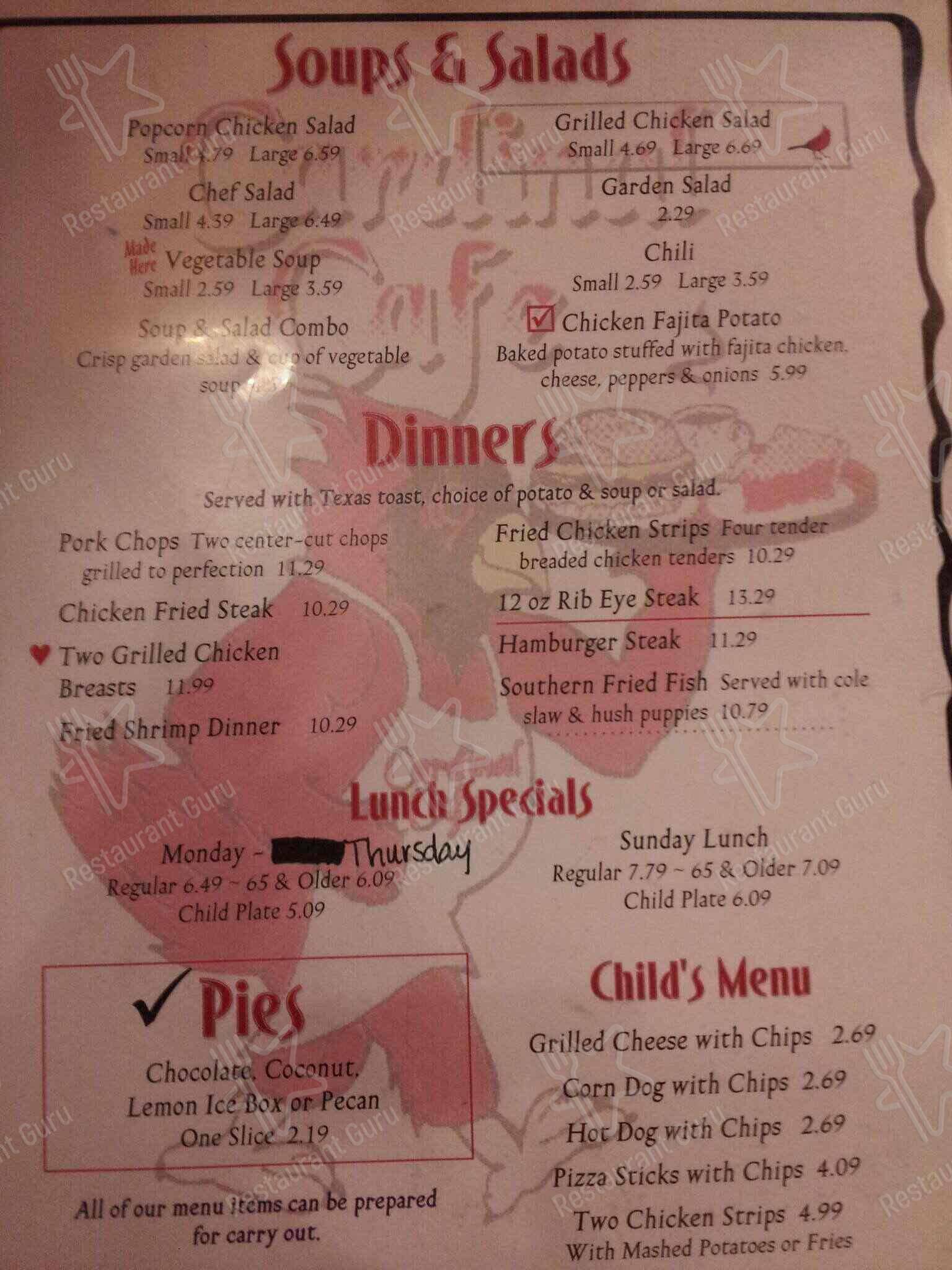 Menu at Cardinal Cafe, Camden