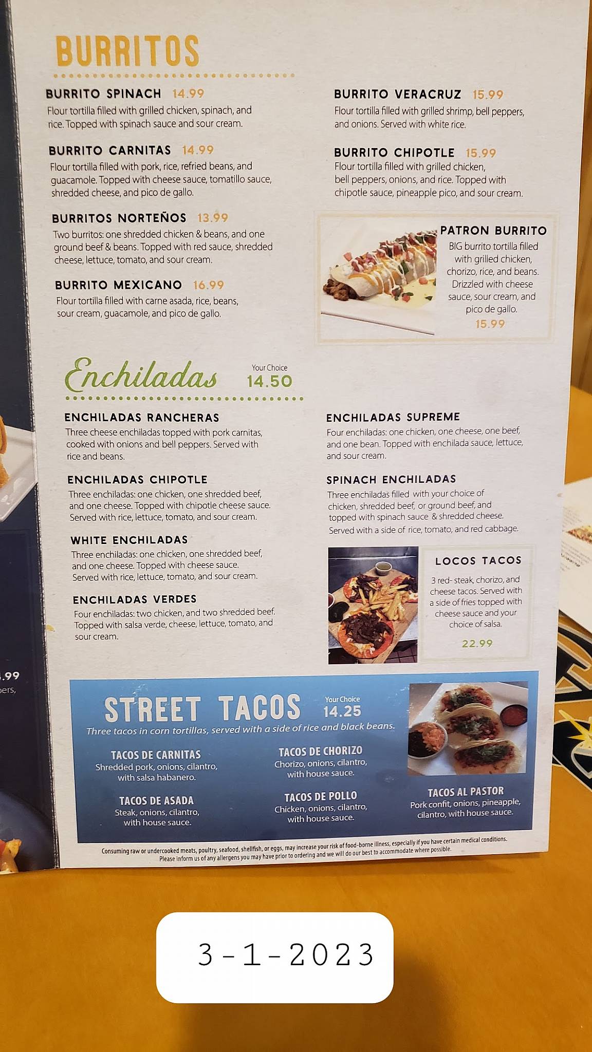 Menu at Casa Agave Mexican Grill restaurant, Wildwood