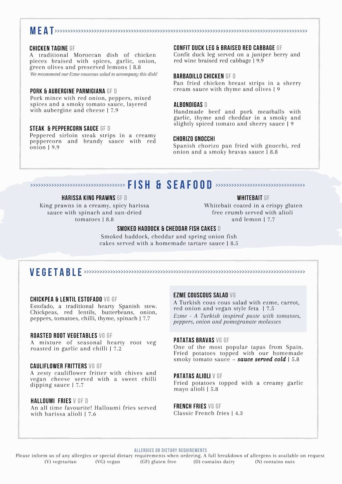 Menu at Casa Med Tapas Bar and Restaurant, Bromsgrove