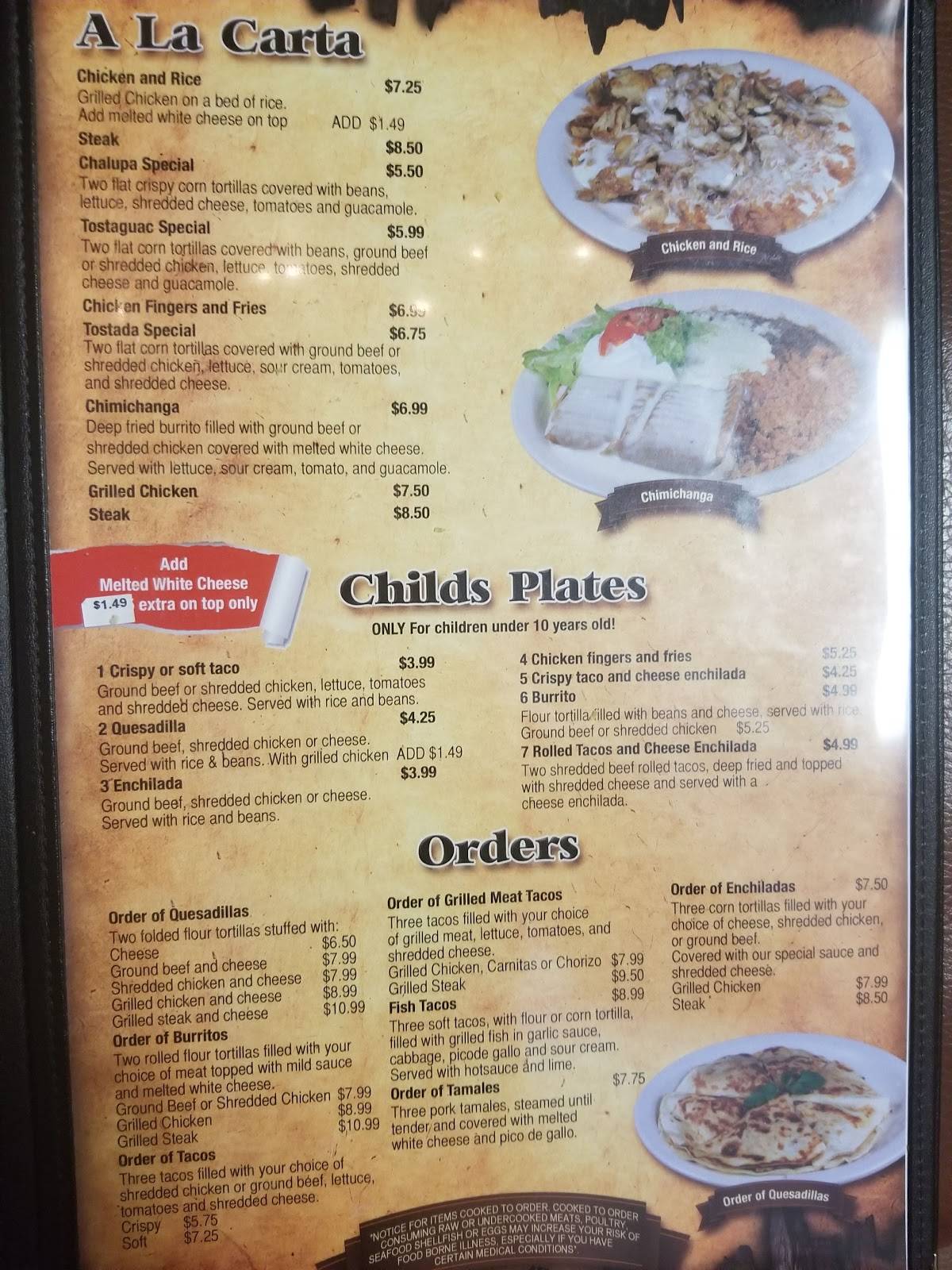 Menu at Casa Mexico Restaurant LLC, Byron